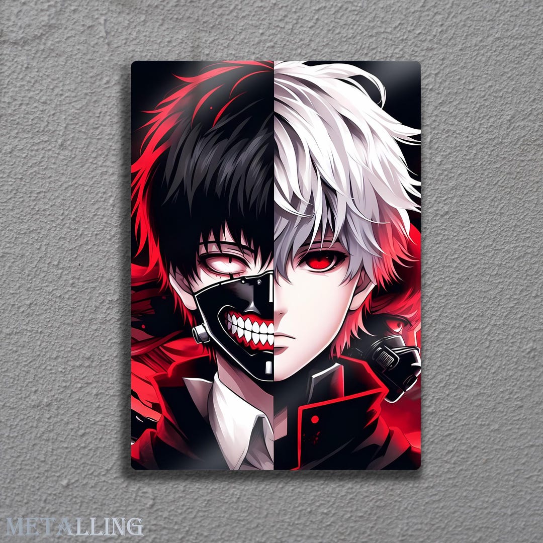 Ken Kaneki Split Face Metal Poster, Tokyo Ghoul Wall Art - Etsy