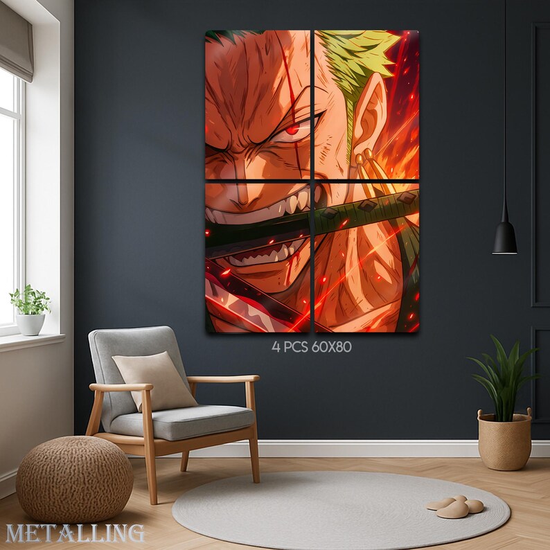 Roronoa Zoro Rage Mode Metal Poster, One Piece King of Hell Art, Anime ...