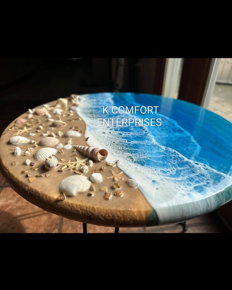 Ocean Waves Epoxy Resin Table, Acacia Wood Live Edge Dining Top - Etsy