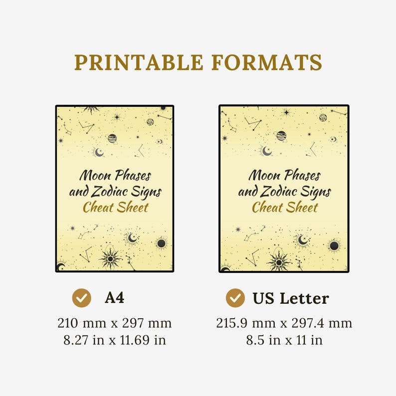 2026 Moon Phase & Zodiac Cheat Sheet | Printable Lunar Calendar ...