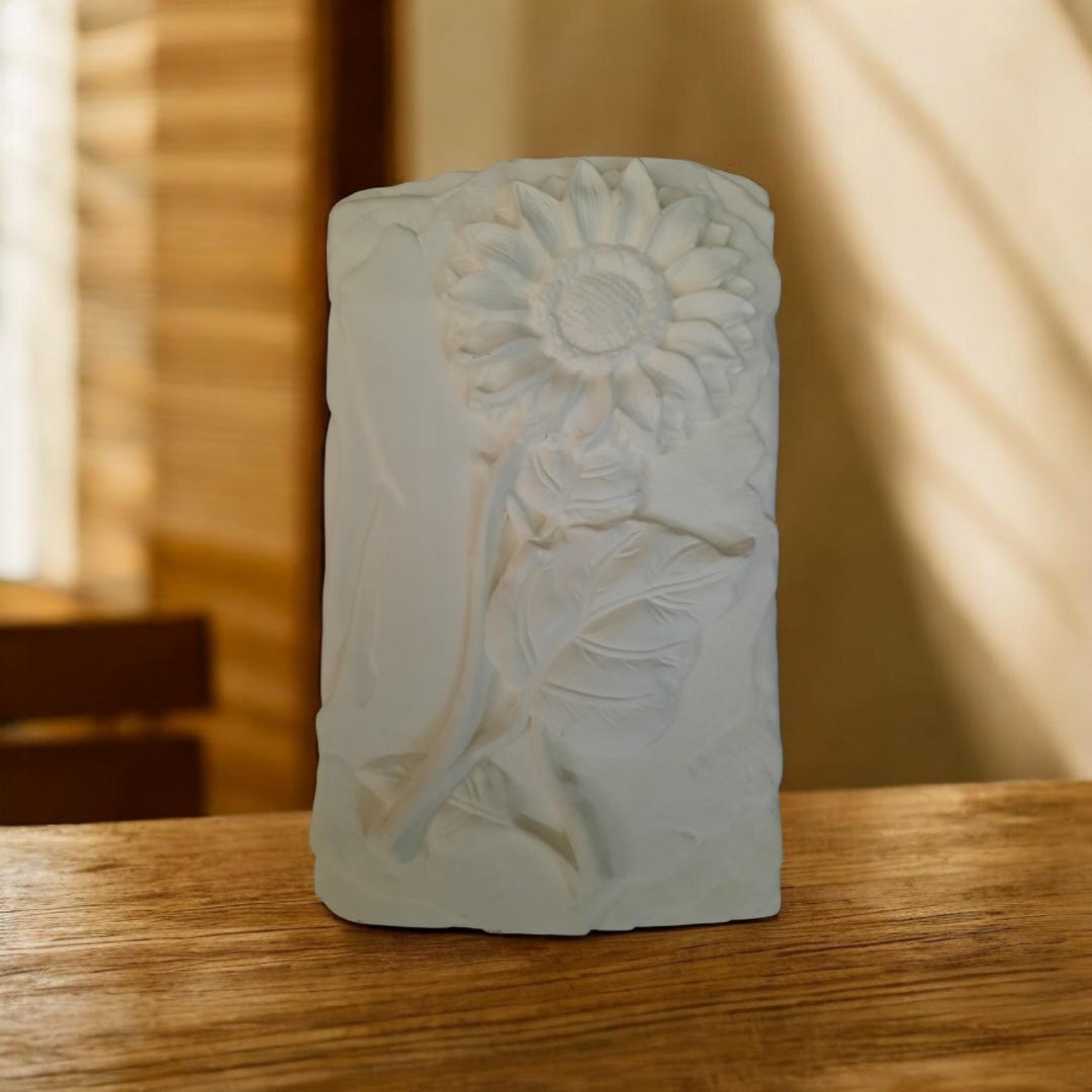 Unpainted Ceramic Bisque Sunflower Plaque 8" Tall X 4 1/2 Inches Wide ...