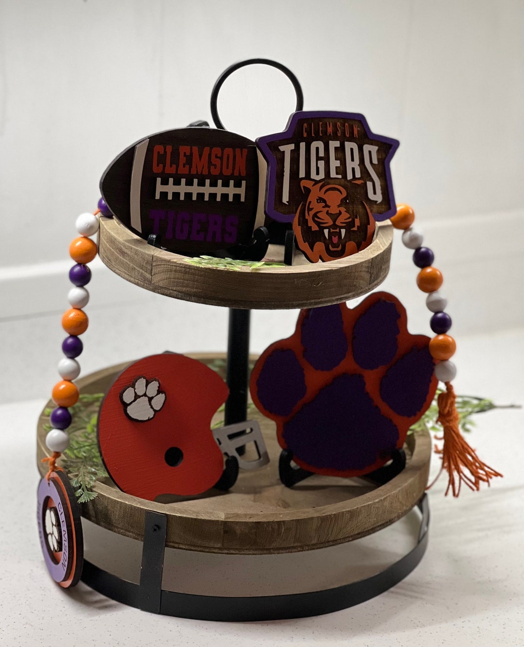 CLEMSON TIGERS Football Tiered Tray Decor Helmet Paw Print - Etsy