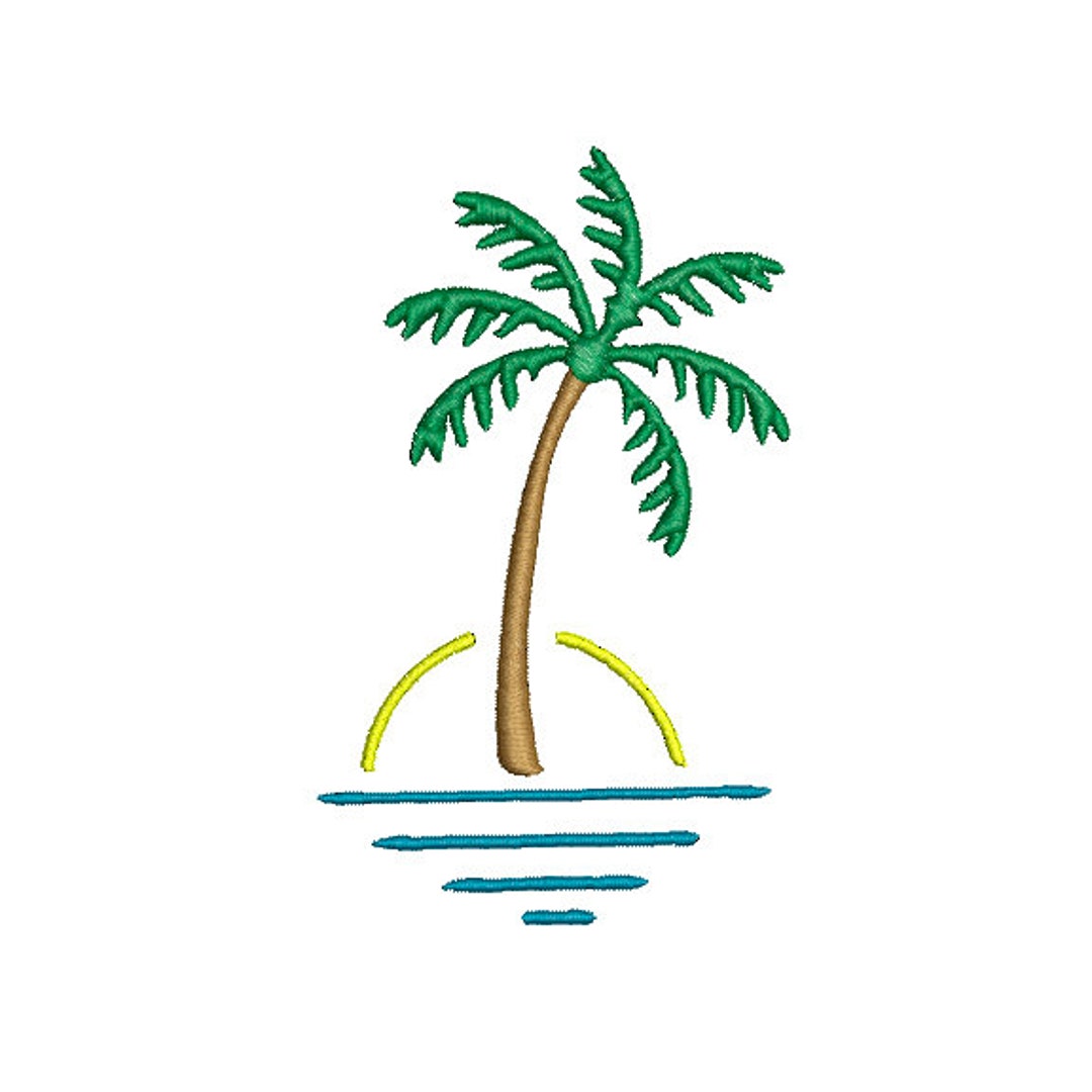 Palm Tree Sunset Machine Embroidery Design, Palm Tree Design, Sunset ...