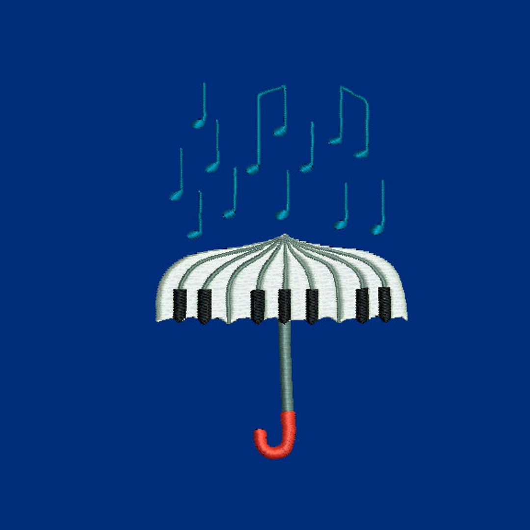 Piano Umbrella Music Note Rain Machine Embroidery Design, Piano ...