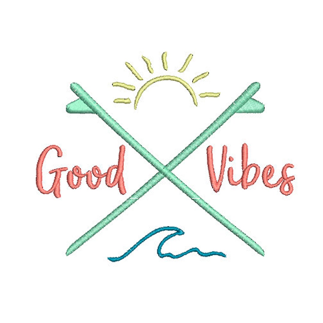 Good Vibes Beach Machine Embroidery Design, Surf Boards, Waves, Sun ...