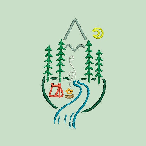 Outdoor Scene Machine Embroidery Design, Camping Embroidery Design ...