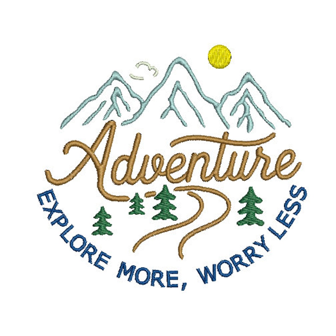 Outdoor Mountain Scene Machine Embroidery, Camping Adventure Machine ...