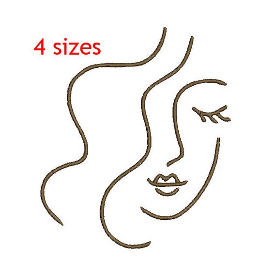 Face Line Drawing Machine Embroidery Design Face Design Art | Etsy