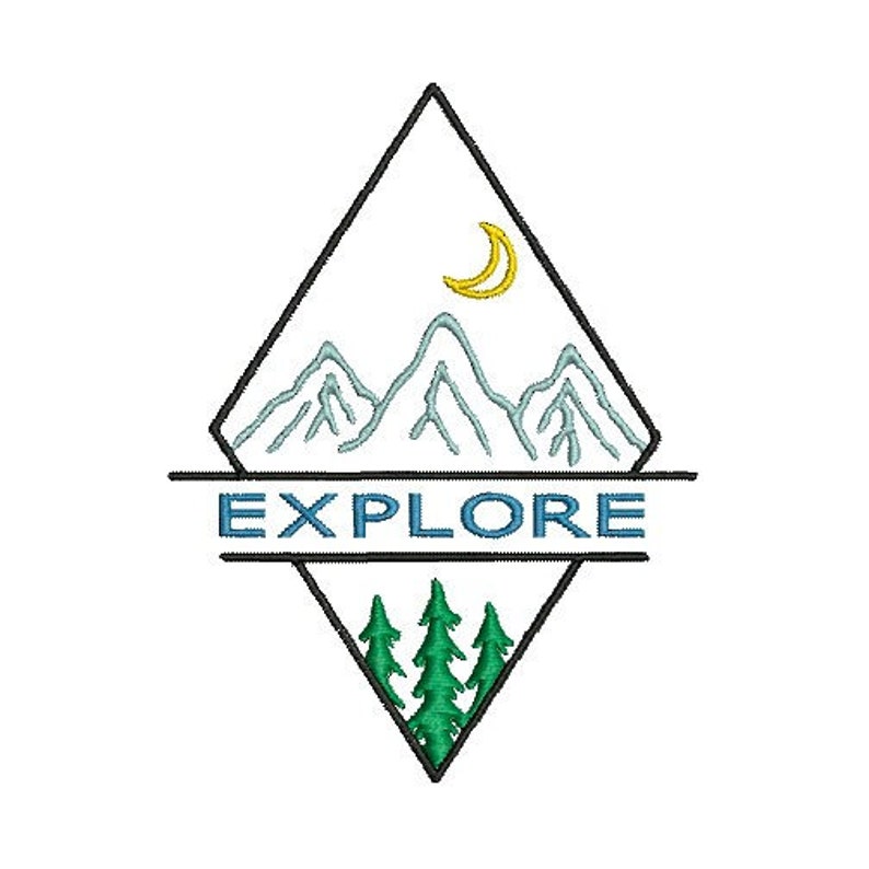 Explore Outdoors Machine Embroidery Design Mountain Forest - Etsy