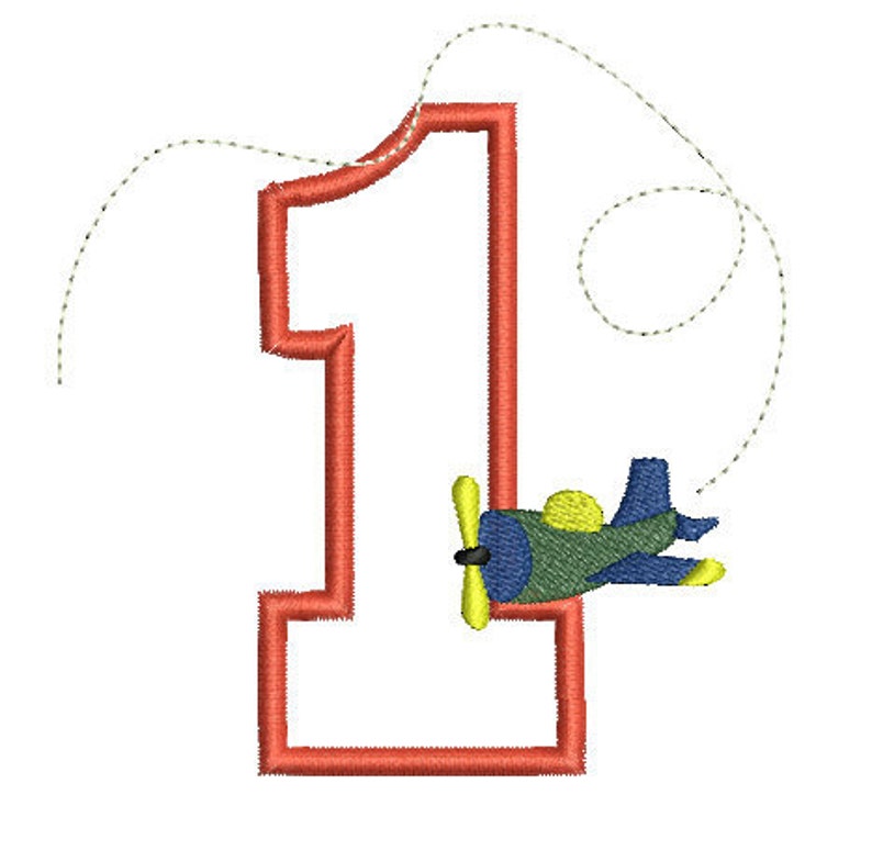 Airplane Applique Numbers 1, 2 and 3 Machine Embroidery Design ...