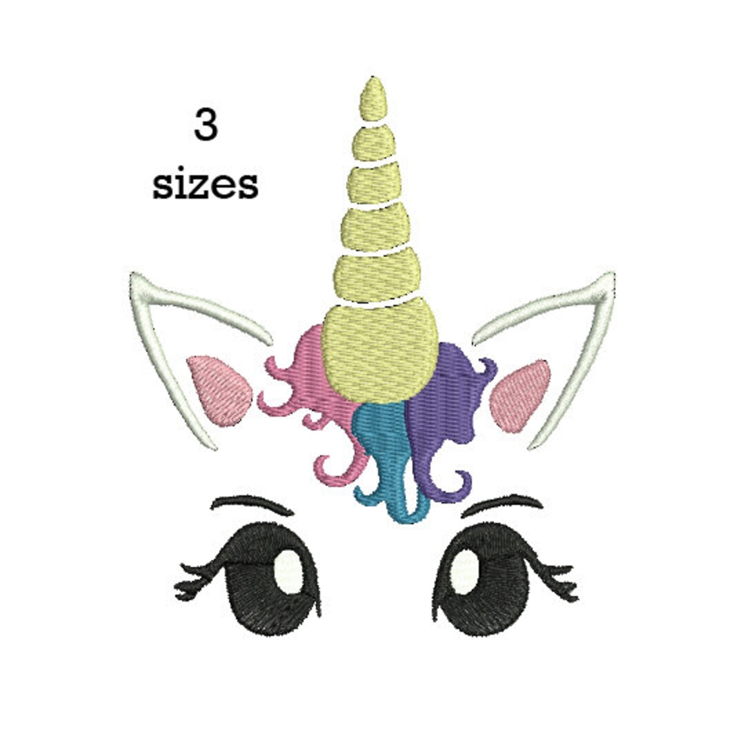Unicorn in 3", 4" and 4.2" Machine Embroidery Design, Unicorn Face ...
