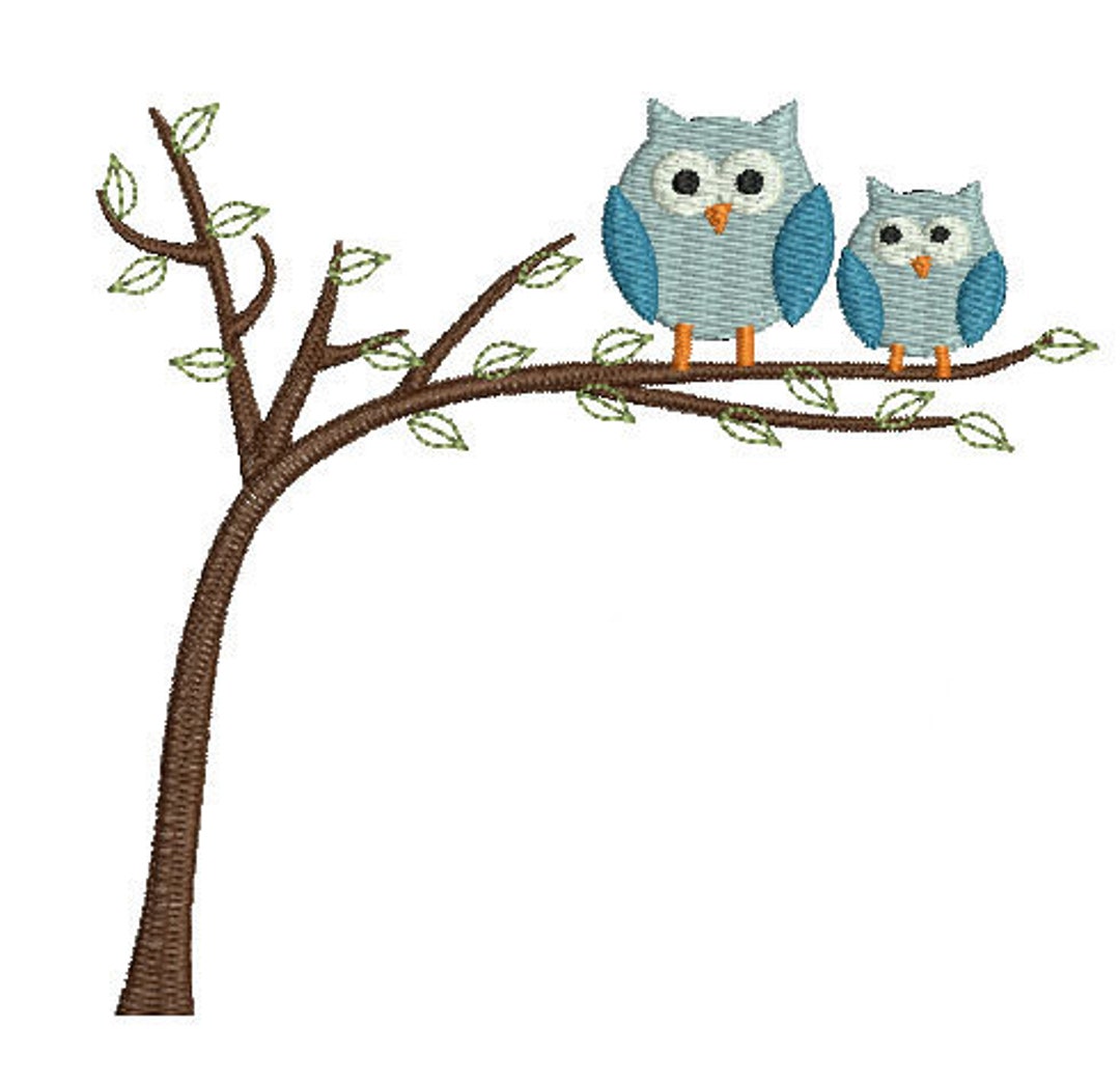 Owls Machine Embroidery Designs, Owls in Tree Machine Embroidery Design ...