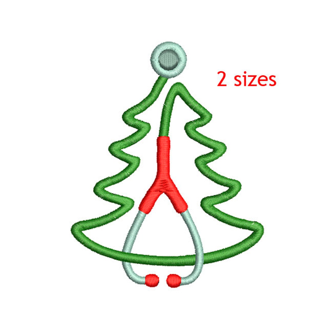 Christmas Tree Stethoscope Machine Embroidery Design, Doctor, Nurse ...