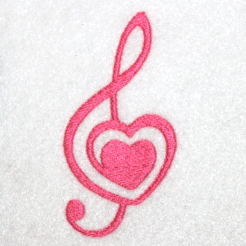 Heart Treble Clef Machine Embroidery Design. Treble Clef Heart | Etsy