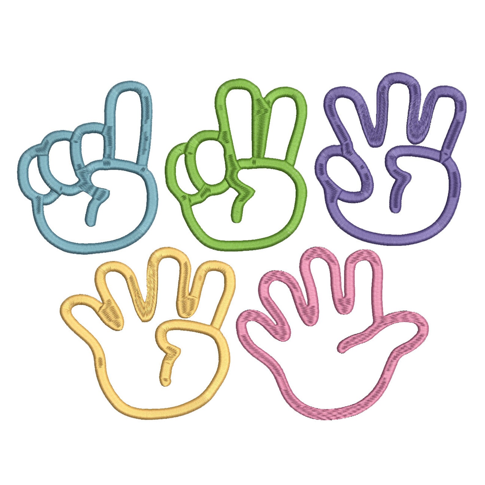 Hand Machine Embroidery Design High Five Number 1 Numbers - Etsy