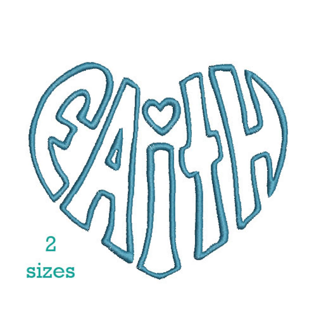 Faith Heart 3" and 4"machine Embroidery Design, Faith Embroidery Design ...
