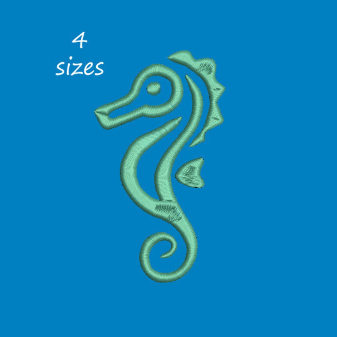 Seahorse in 4 Sizes Machine Embroidery Design, Sea Horse Embroidery ...