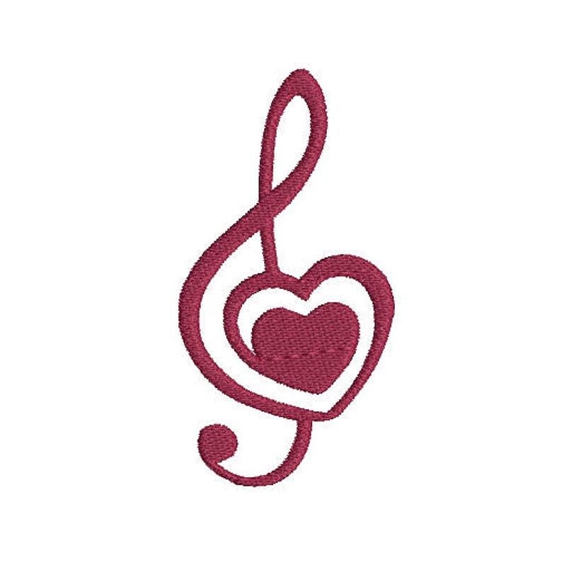 Heart Treble Clef Machine Embroidery Design. Treble Clef Heart | Etsy