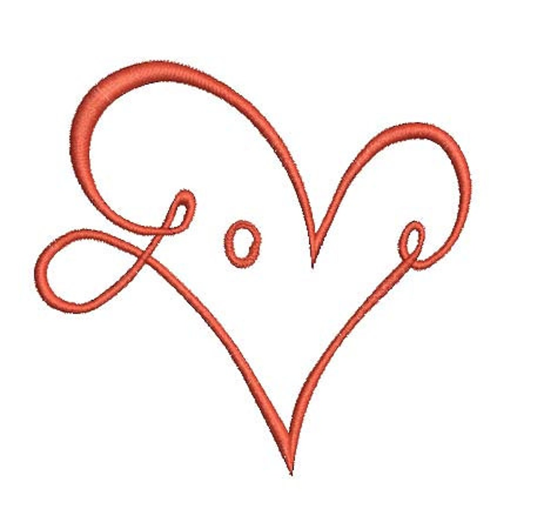Love Heart Machine Embroidery Design, Love Shaped Heart Emrboidery ...