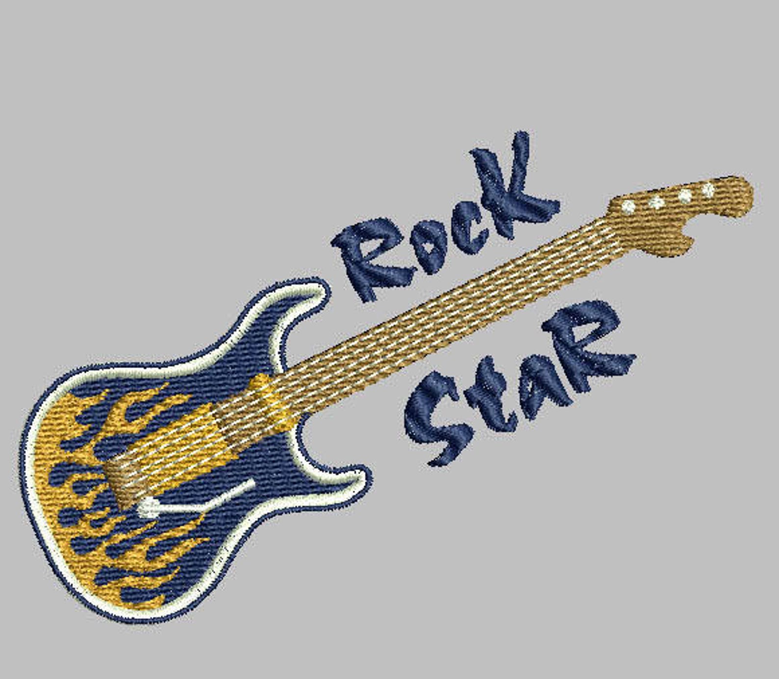 Guitar Machine Embroidery Designs, Rock Star Embroidery Design, Guitar ...