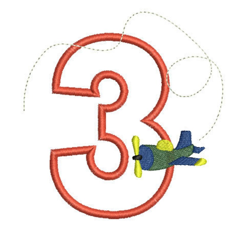Airplane Applique Numbers 1 2 and 3 Machine Embroidery - Etsy