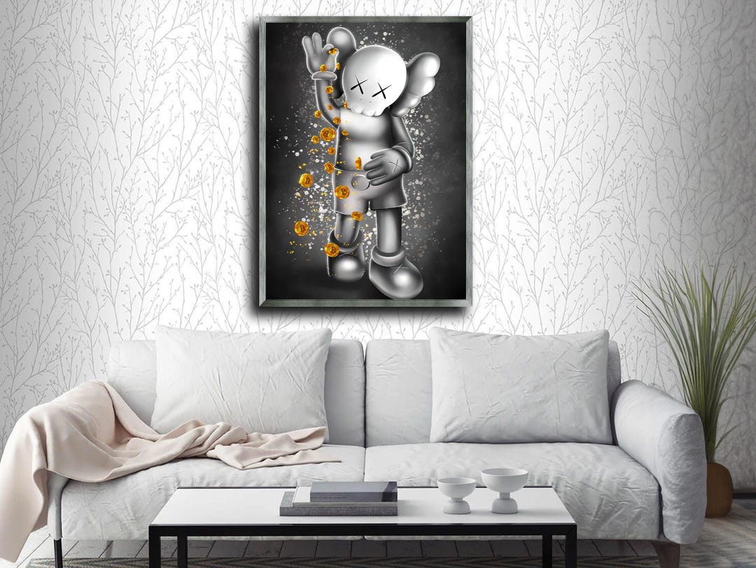 Modern KAWS Style Pop Art Wall Art Print on Canvas Framed Home Decor ...