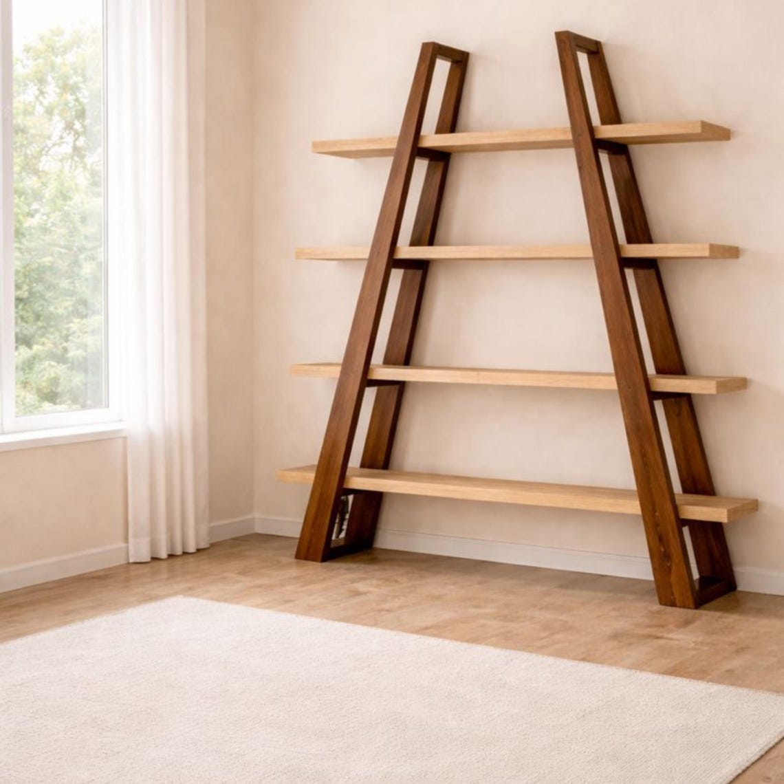 Modern A-frame Wooden Bookcase | Solid Wood Ladder Shelf | Scandinavian ...