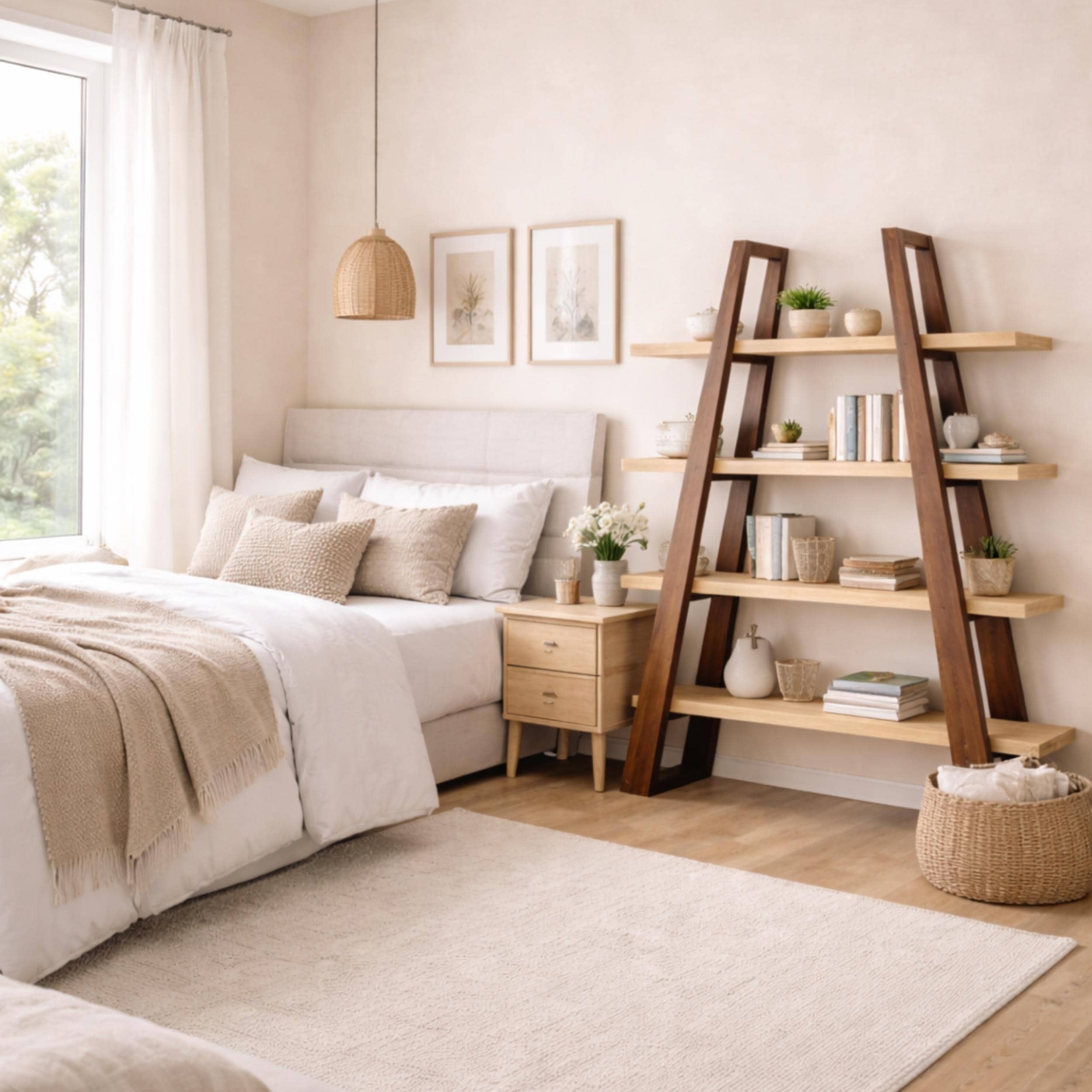Modern A-frame Wooden Bookcase | Solid Wood Ladder Shelf | Scandinavian ...