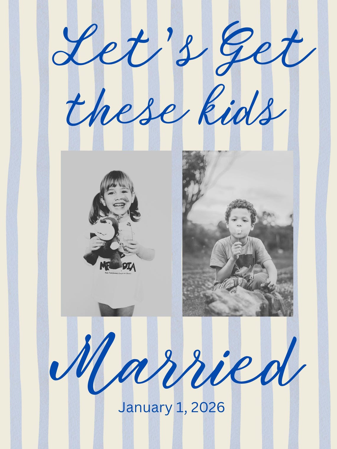 Let’s Get These Kids Married Poster: Childhood Photo Wedding Sign ...