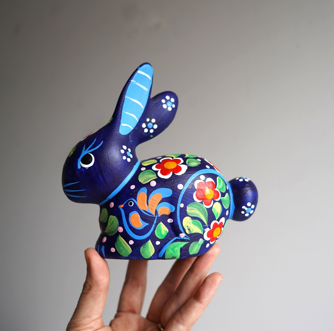 Small Hand Painted Ceramic Rabbit Coin Bank 5 1/2 - Etsy