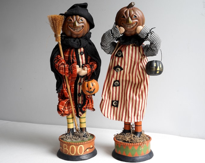 HALLOWEEN Pair Folk Art Boo Trick or Treat Figures 16” by CJF Designs ...