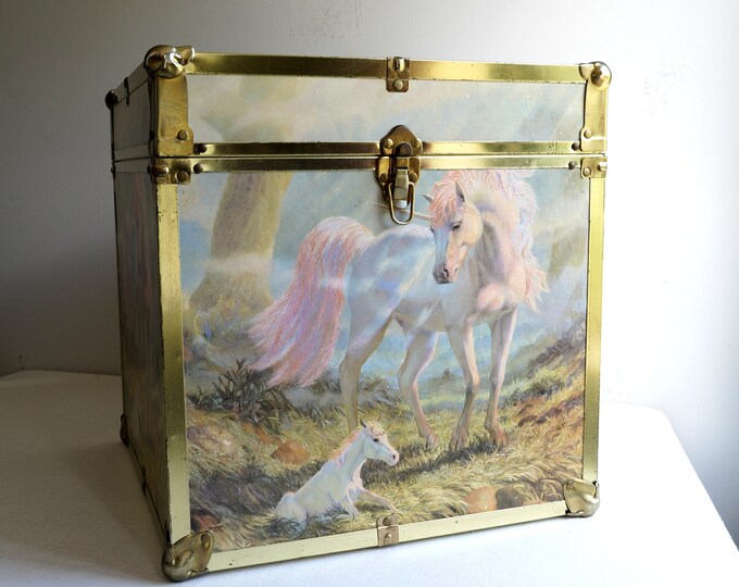 RARE 1980s Large Unicorn Cube Storage Trunk Box 16x16" - Etsy