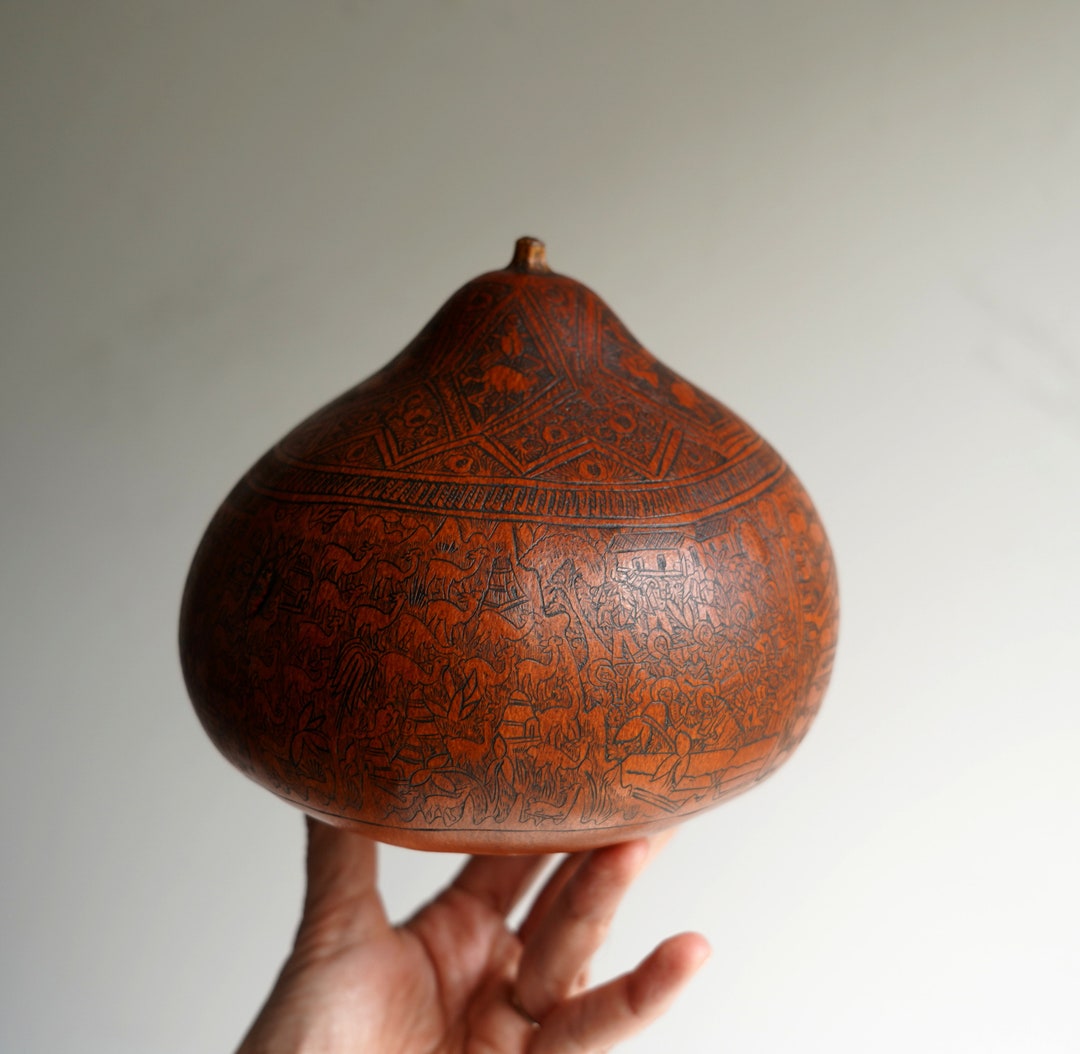 Peruvian Story Teller Folk Art Hand Carved Gourd 6 - Etsy