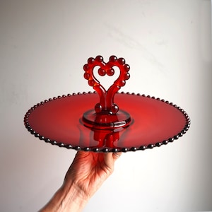 RARE Imperial Glass Candlewick Heart Regal Ruby Red Tray - Etsy