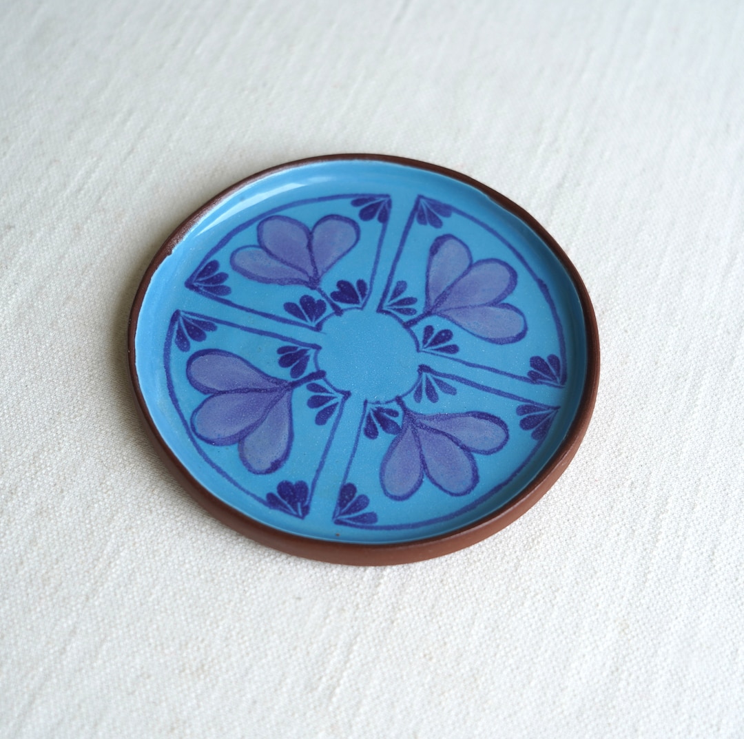 RARE Wellfleet Pottery Blue & Purple Floral Redware Dish Plate 4 5/8 - Etsy