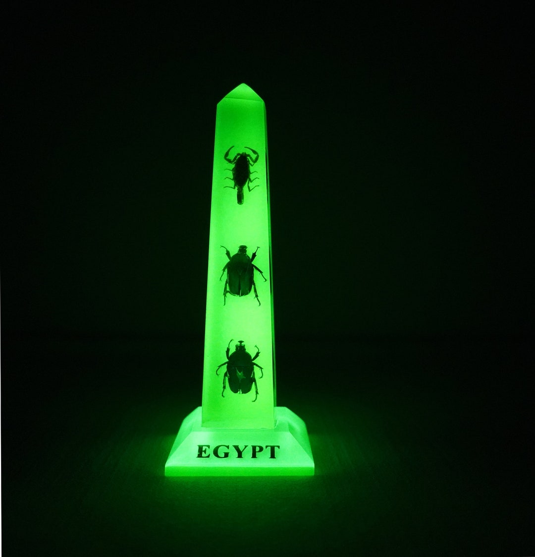 GLOW in THE DARK Acrylic Resin Scarab Bug Obelisk 7 1/2 - Etsy
