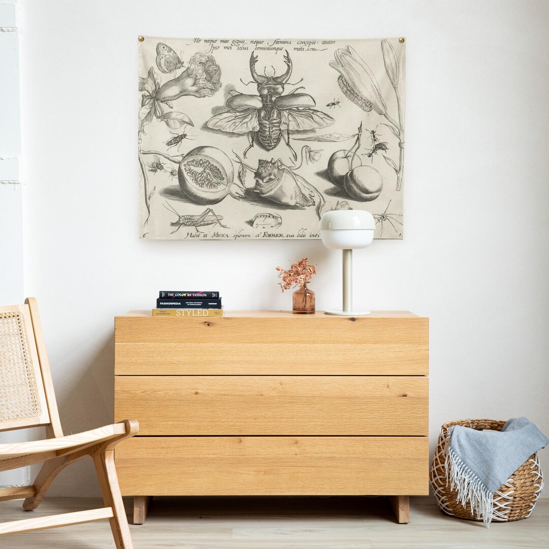 Vintage Entomology Tapestry – Insects, Flowers & Fruits – 1592 ...