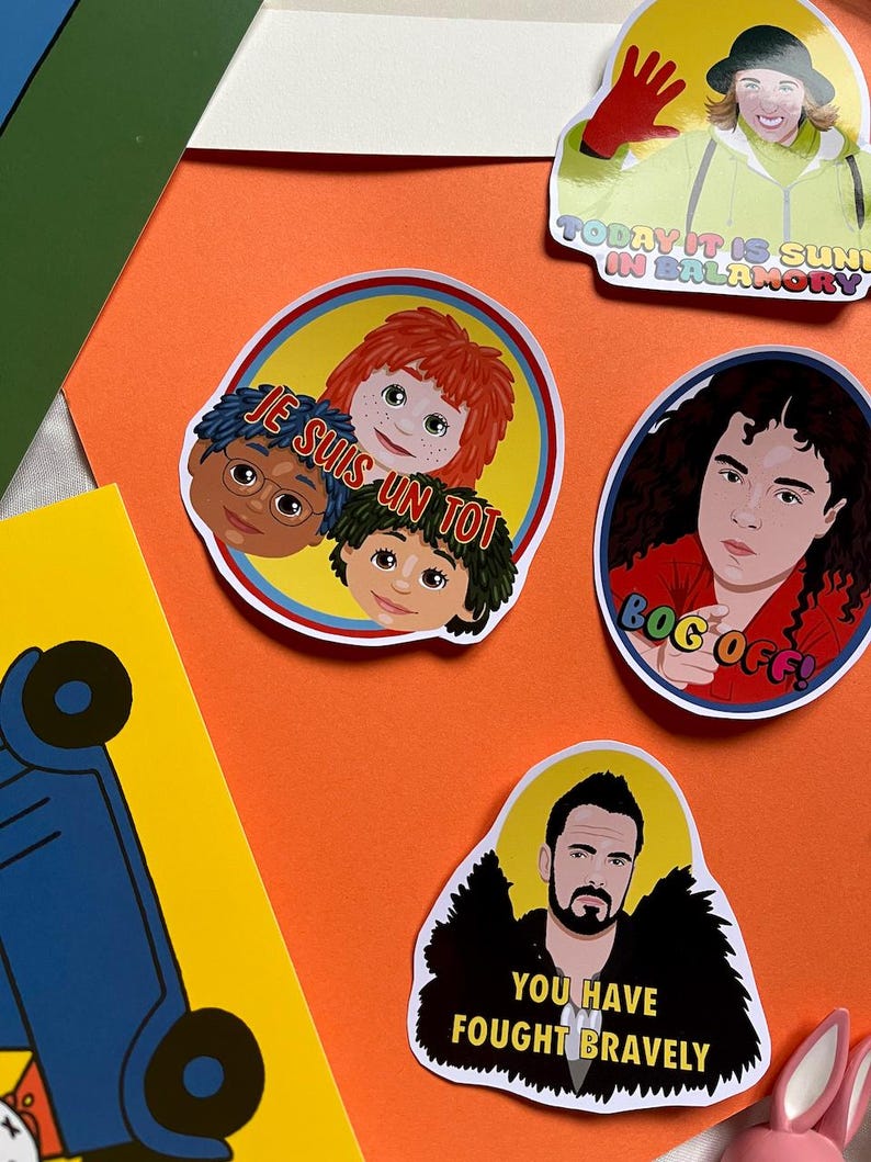 British Kids TV Shows Nostalgic Sticker Pack - Hand Drawn Illustrated ...