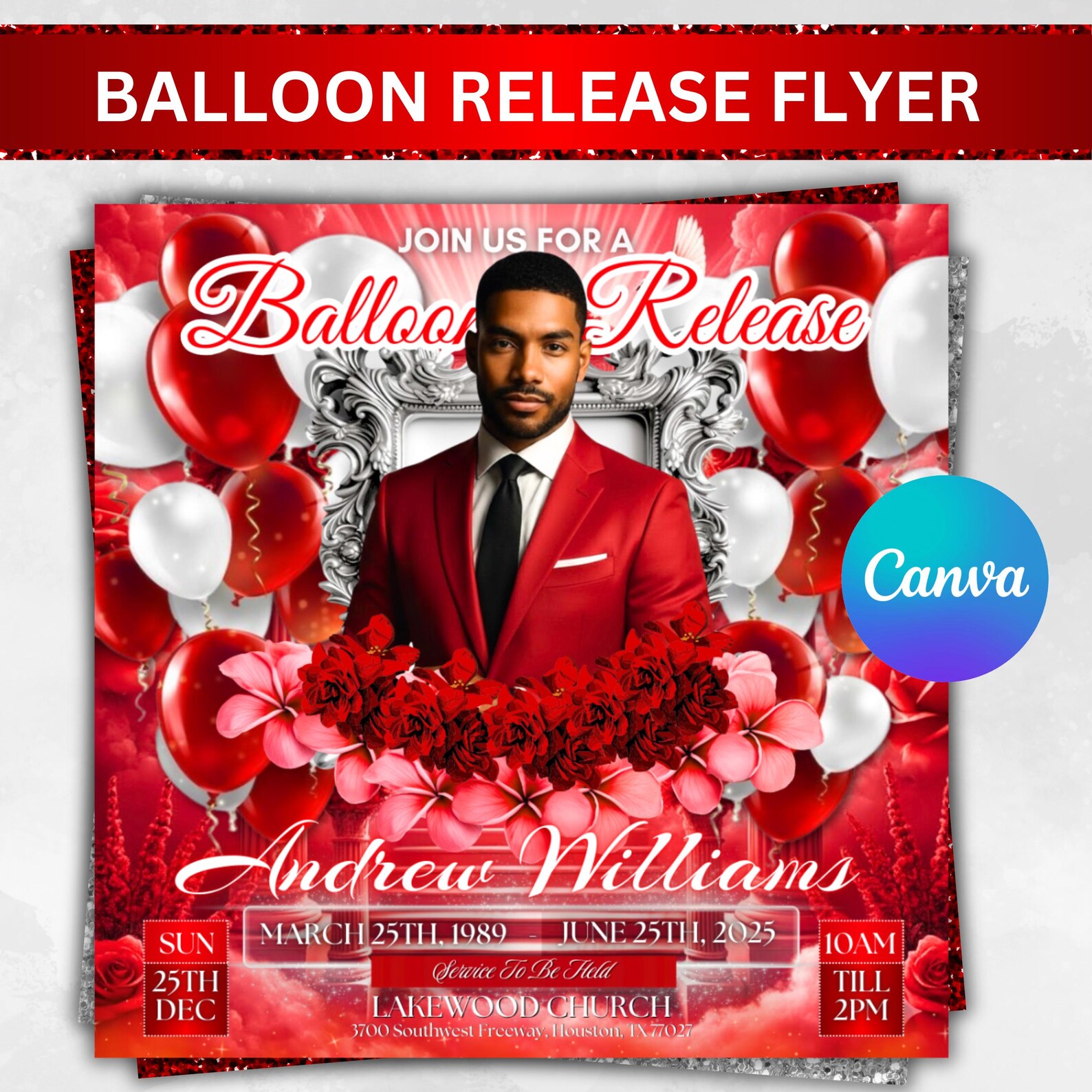Balloon Release Flyer, Memorial Flyer, Funeral Flyer, Balloon Release ...