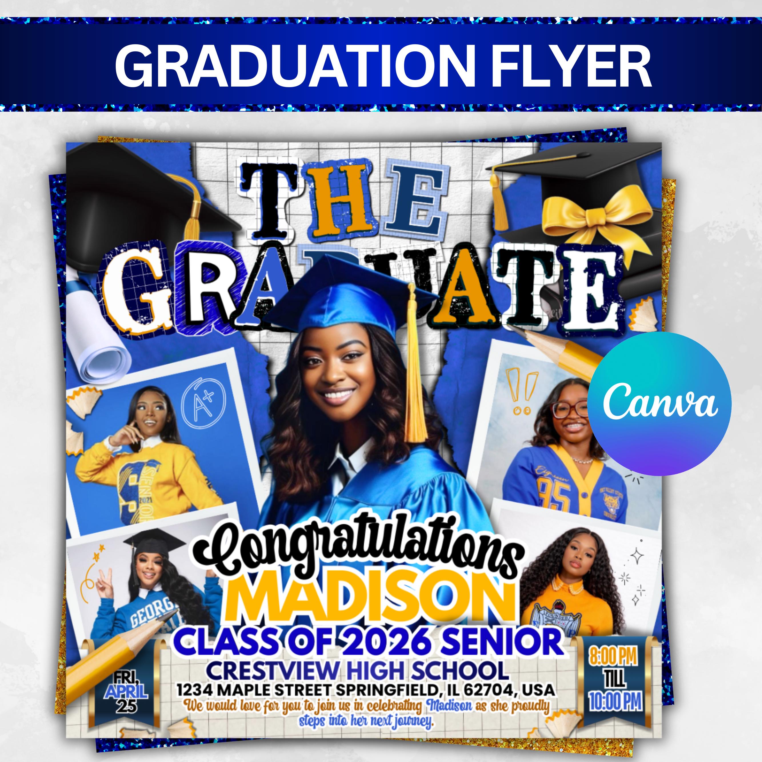 Graduate Flyer, Graduation Party Flyer, Graduation Invitation, College ...