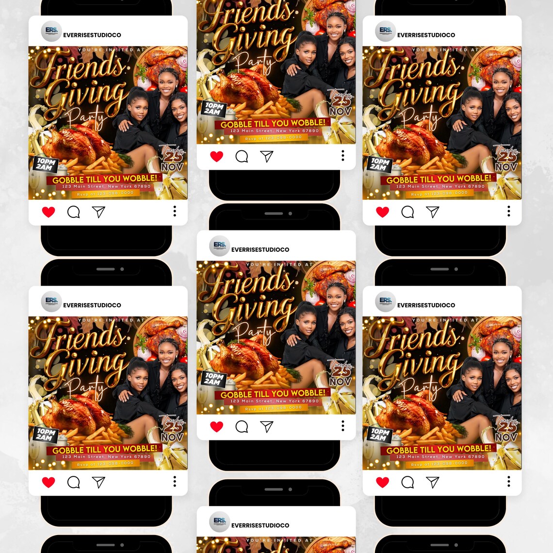 Friendsgiving Flyer Template | Canva Editable | Thanksgiving Party ...