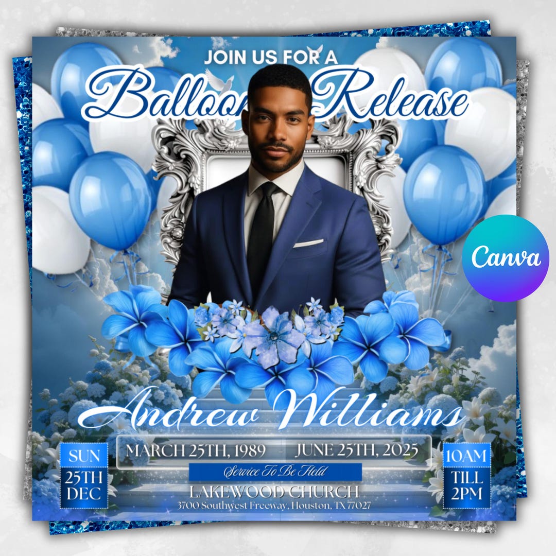 Balloon Release Flyer, Memorial Flyer, Funeral Flyer, Balloon Release ...