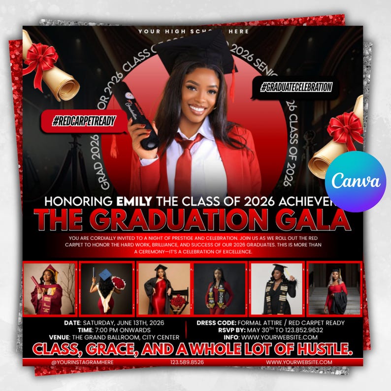 Class of 2026 Graduation Invitation Template, Editable Graduation ...