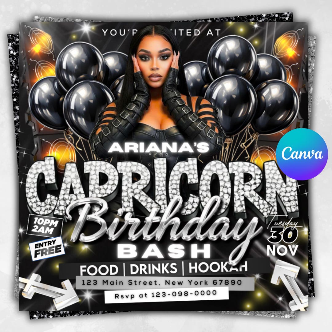 Capricorn Birthday Flyer, Capricorn Nightclub Birthday Flyer, Capricorn ...