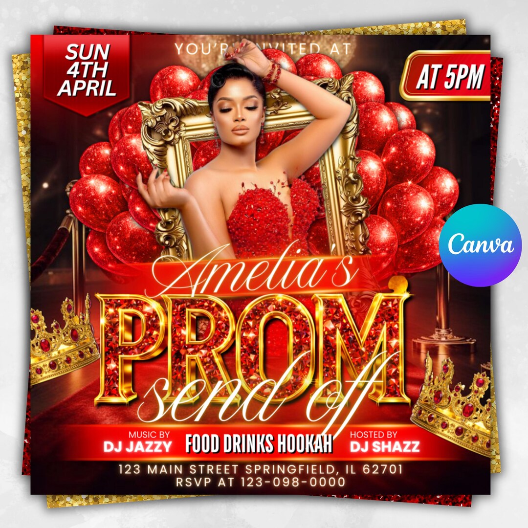Prom Send off Flyer, DIY Prom Flyer, Prom Canva Template, Prom Send Off ...