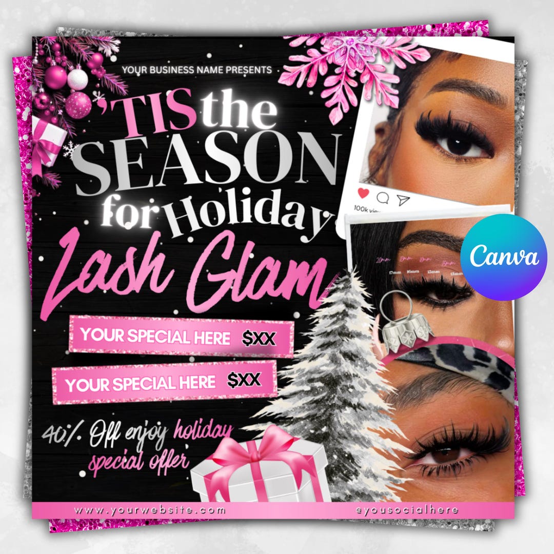 Christmas Lash Special Flyer, Lash Flyer, Lash Tech Flyer, Winter Lash ...