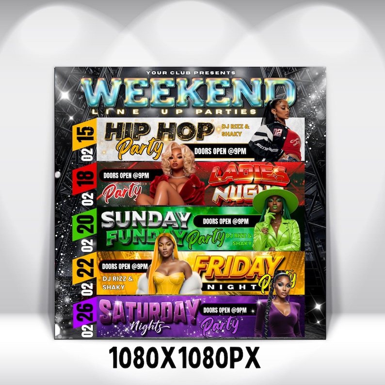 Weekend Line up Flyer, Club Party Flyer, New Year Party Flyer ...