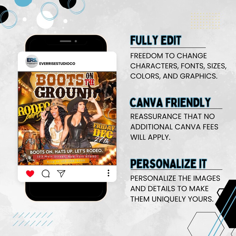 Boots on the Ground Party Flyer Template, Cowgirl Trail Ride Birthday ...