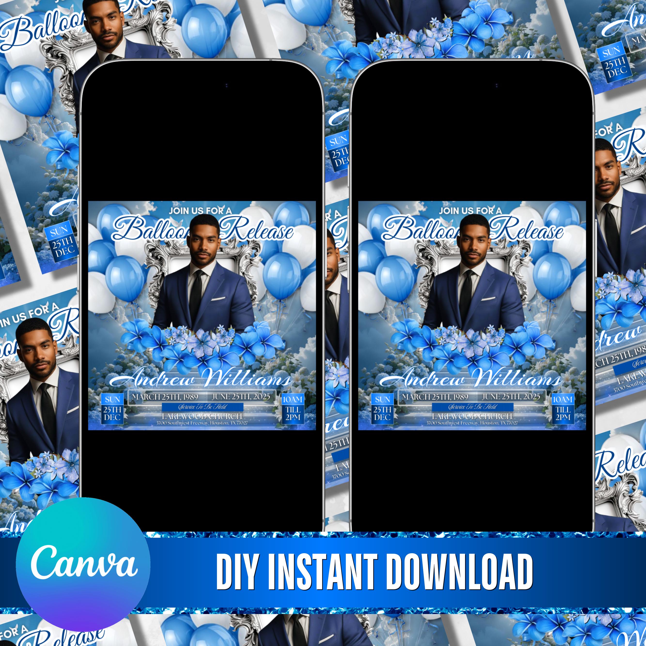 Balloon Release Flyer, Memorial Flyer, Funeral Flyer, Balloon Release ...