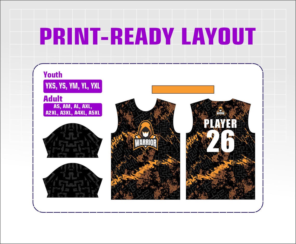 Sublimation Jersey Design Mockup With Sewing Pattern Layouts for Men's ...